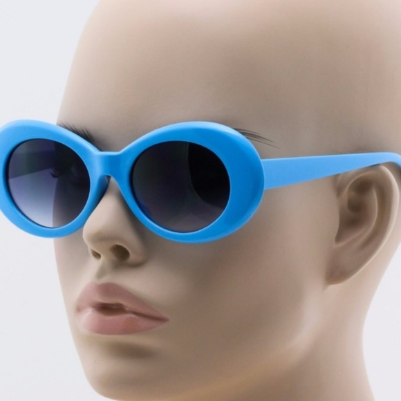 Accessories | Blue Retro Clout Goggles Sunglasses Rapper Oval | Poshmark